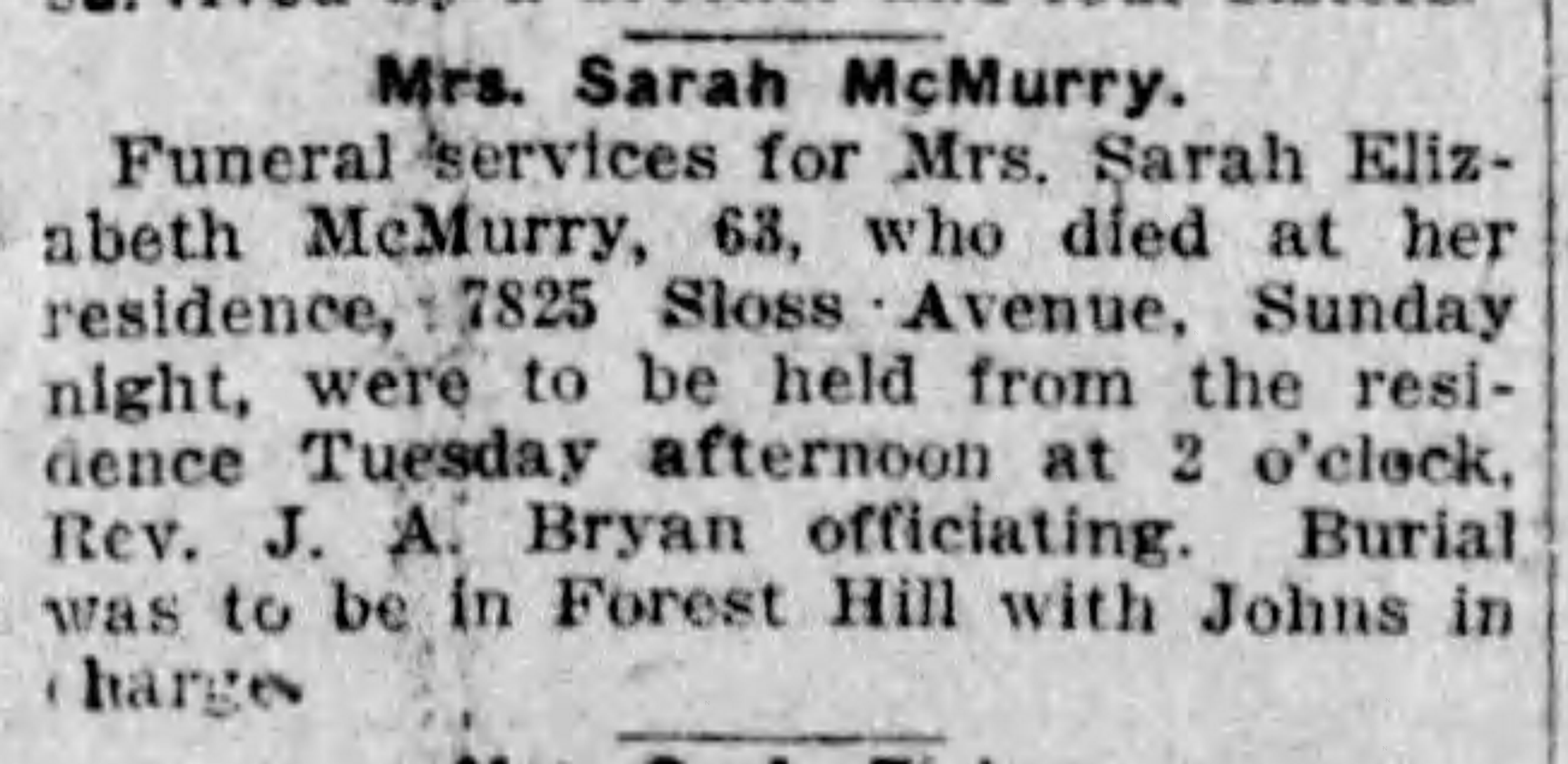 Mrs. Sarah McMurry from Birmingham News on 1923-01-16 – Brother Bryan of Birmingham